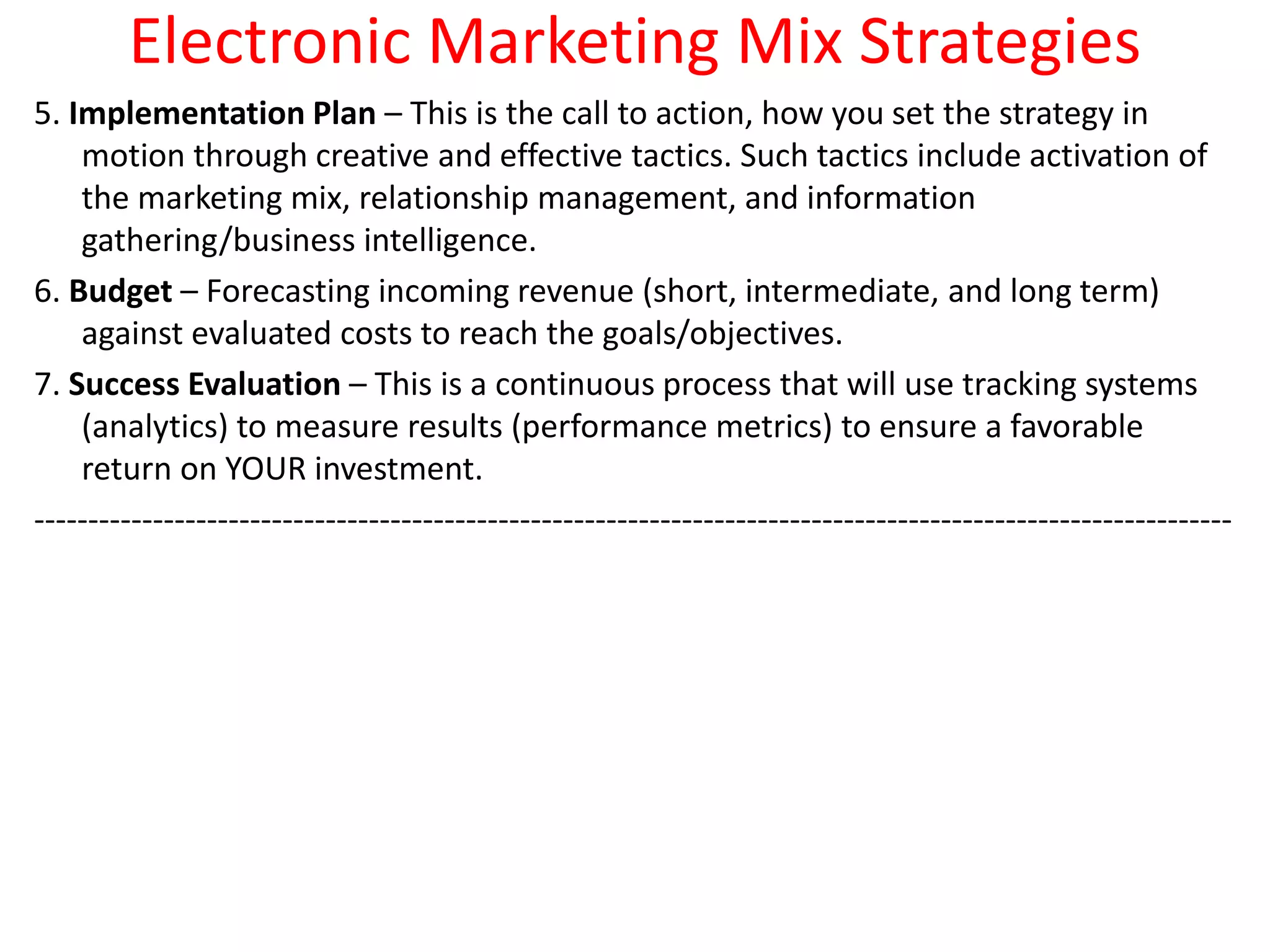Electronic marketing mix strategies | PPTX