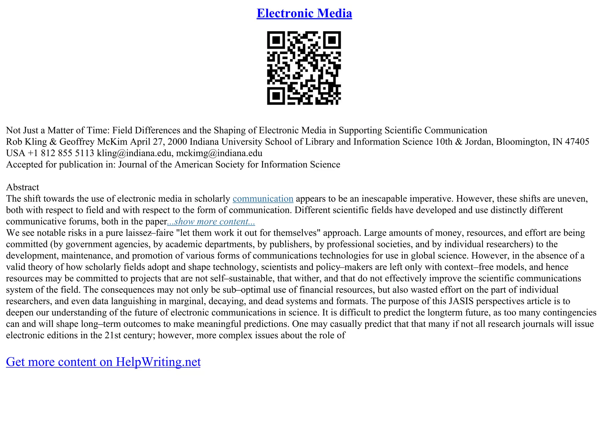 Electronic Mass Media | PDF