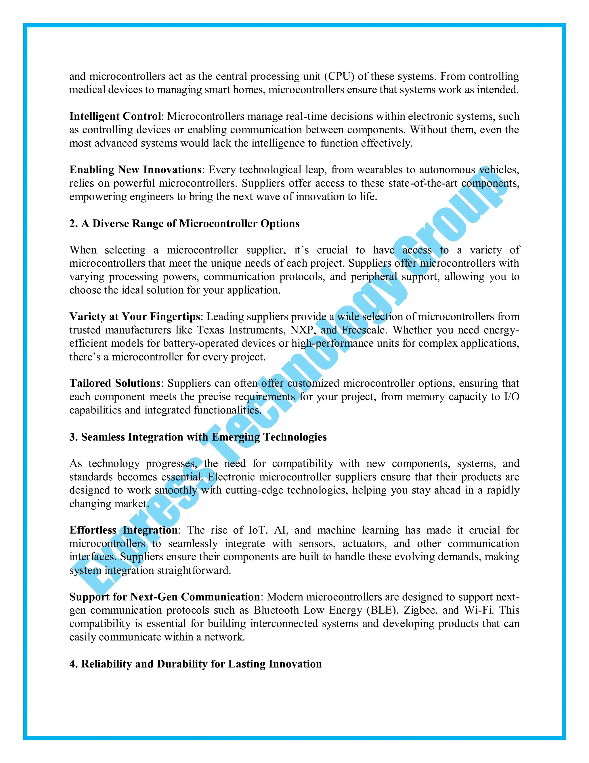 How Electronic Microcontroller Suppliers Fuel Technological Innovation ...