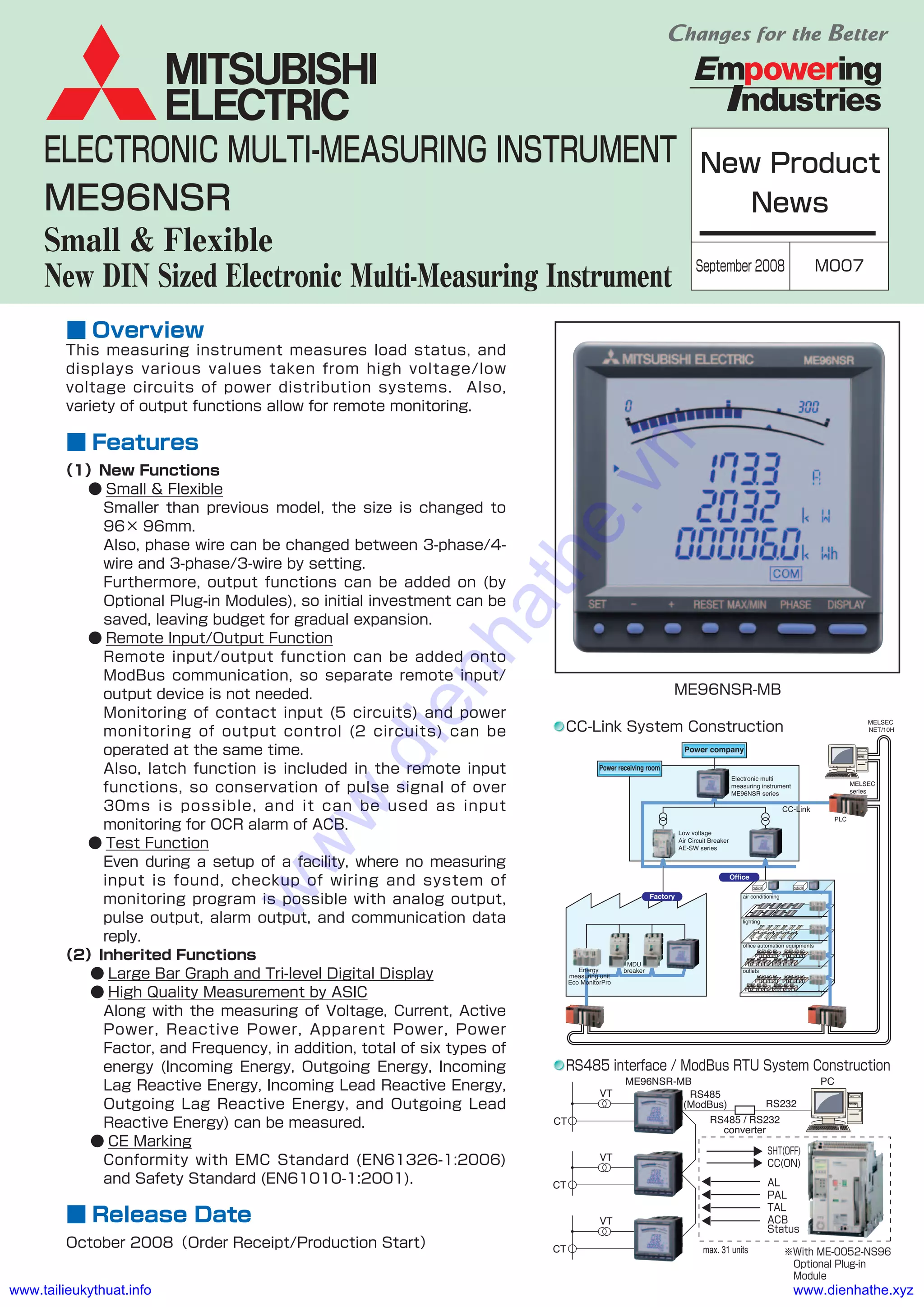 Electronic multi measuring instrument-me96 series brochure dienhathe.vn