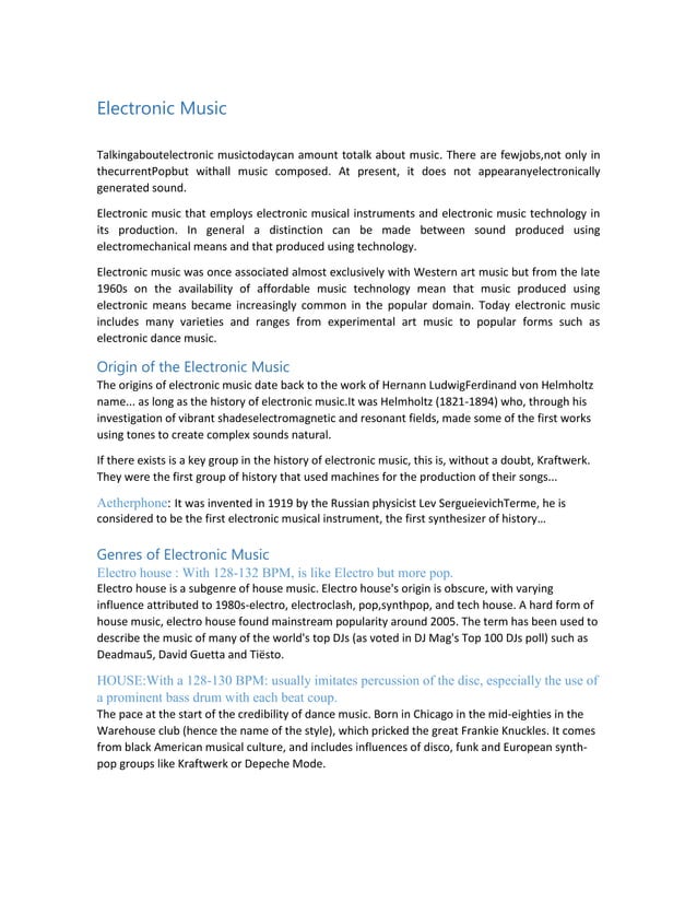 Electronic music summary | PDF