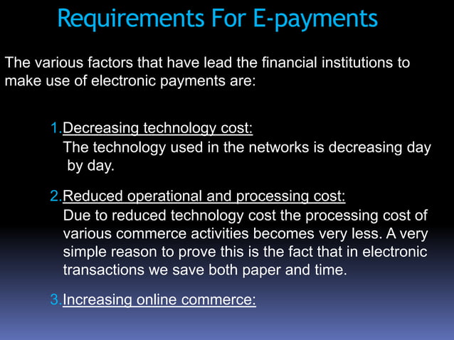 Electronic payment system | PPTX | Internet | Computing