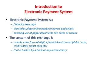 Electronic Payment Systems: Risk and Requirements | PPTX