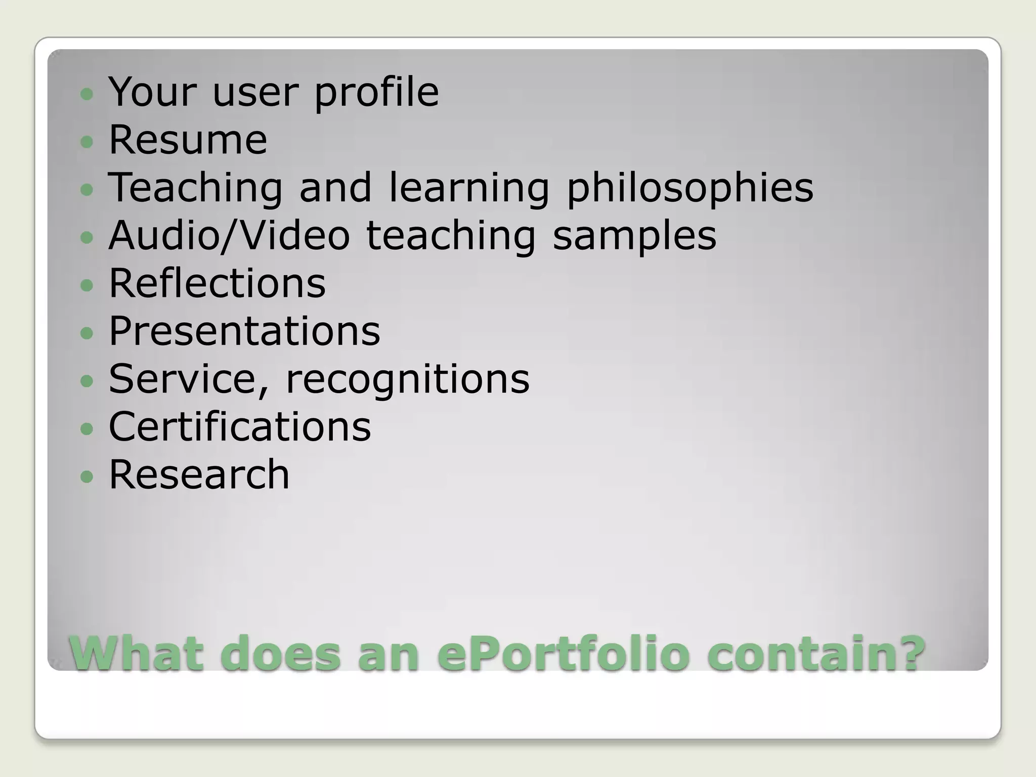 Electronic Portfolios | PPTX