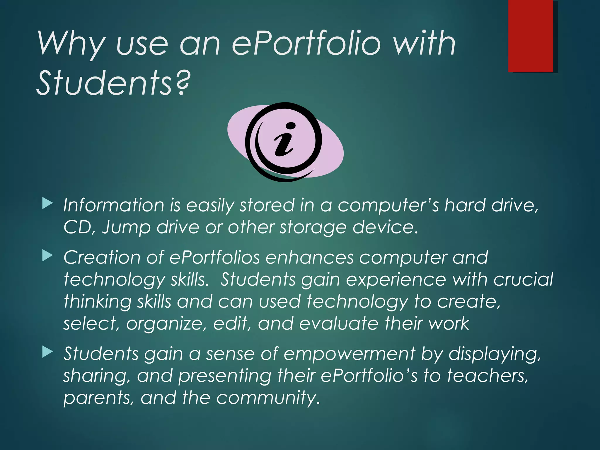 Electronic portfolios for students | PPT