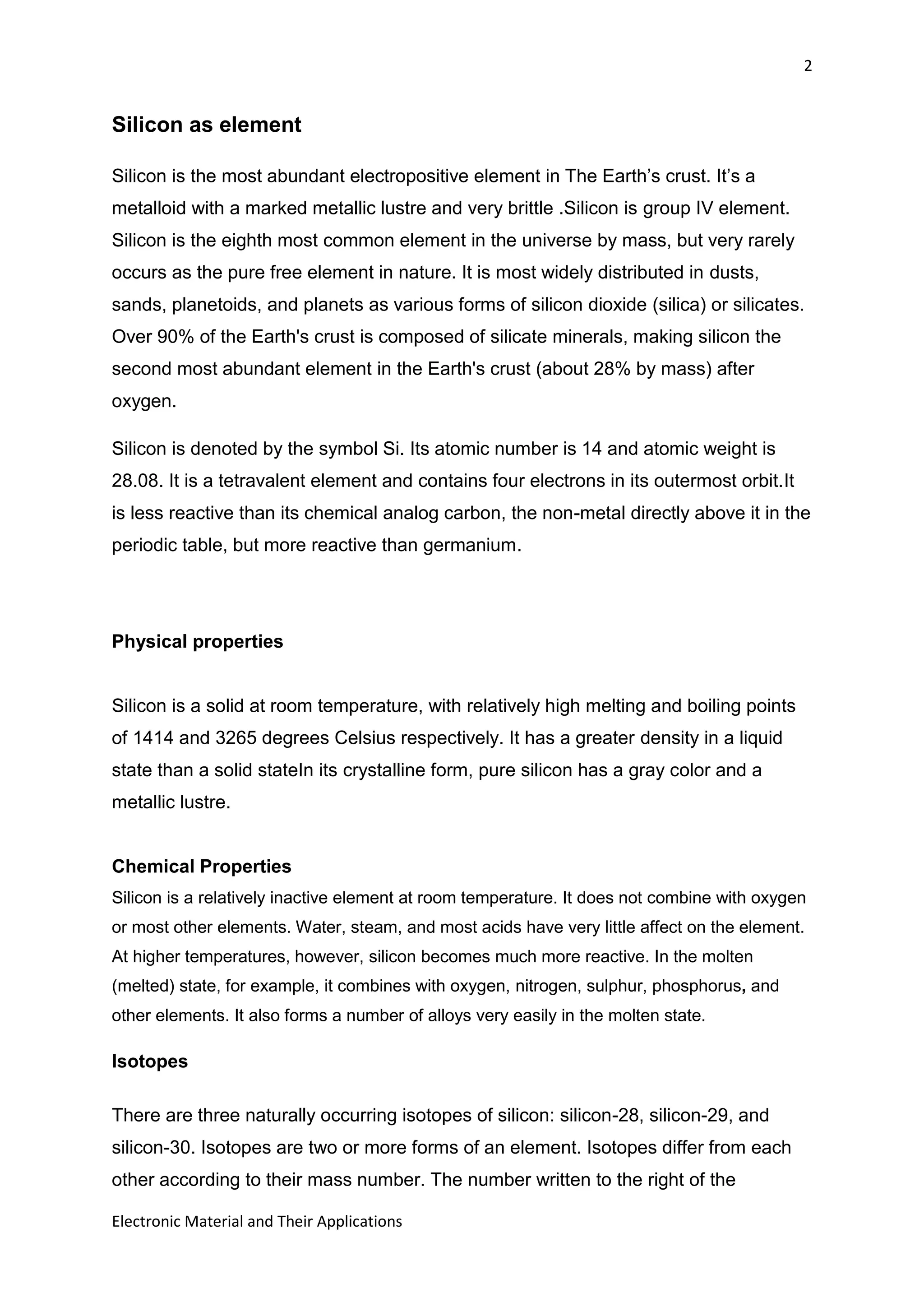 Silicon in Semiconductor devices | PDF