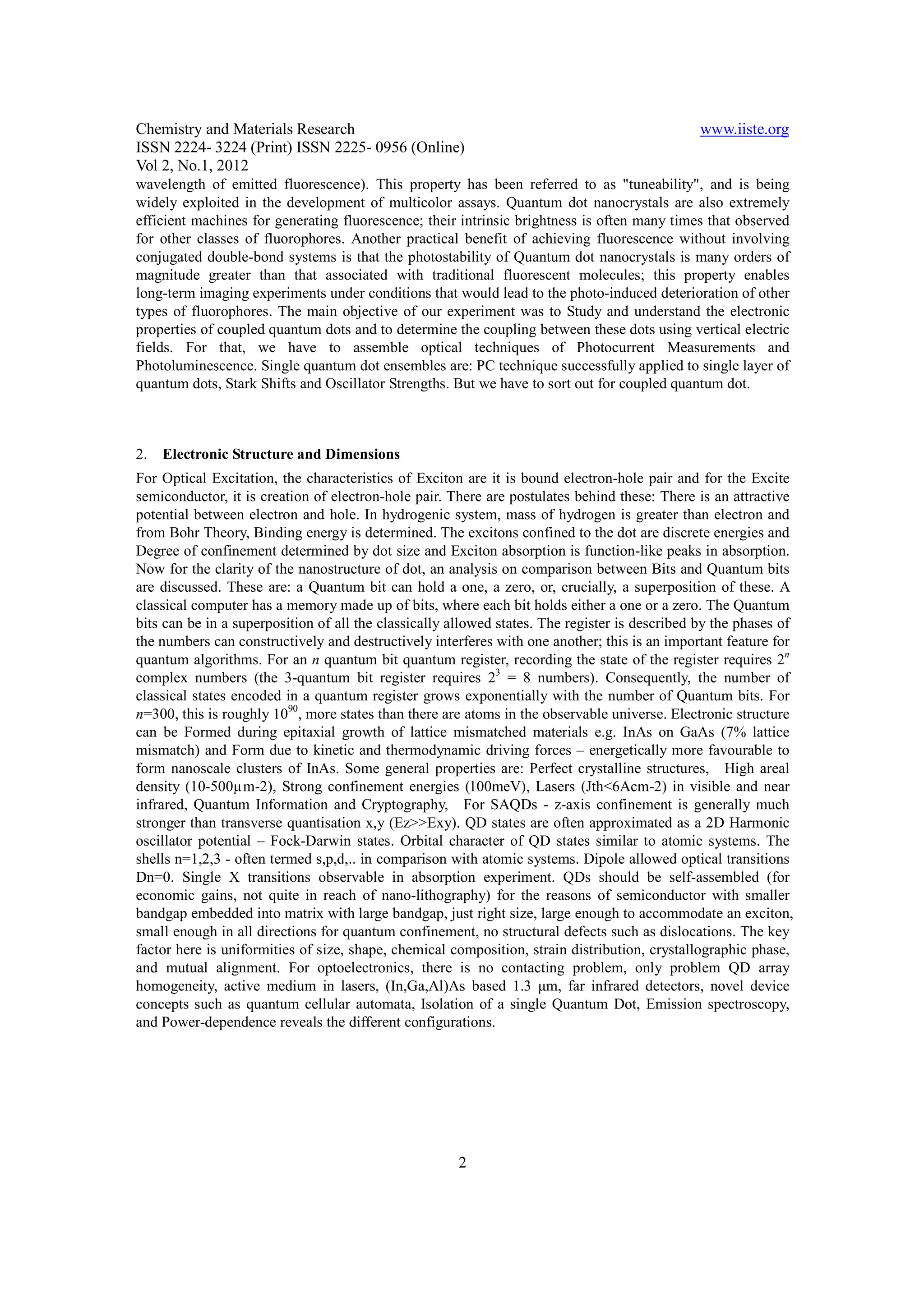 Electronic properties of nanostructured quantum dots | PDF