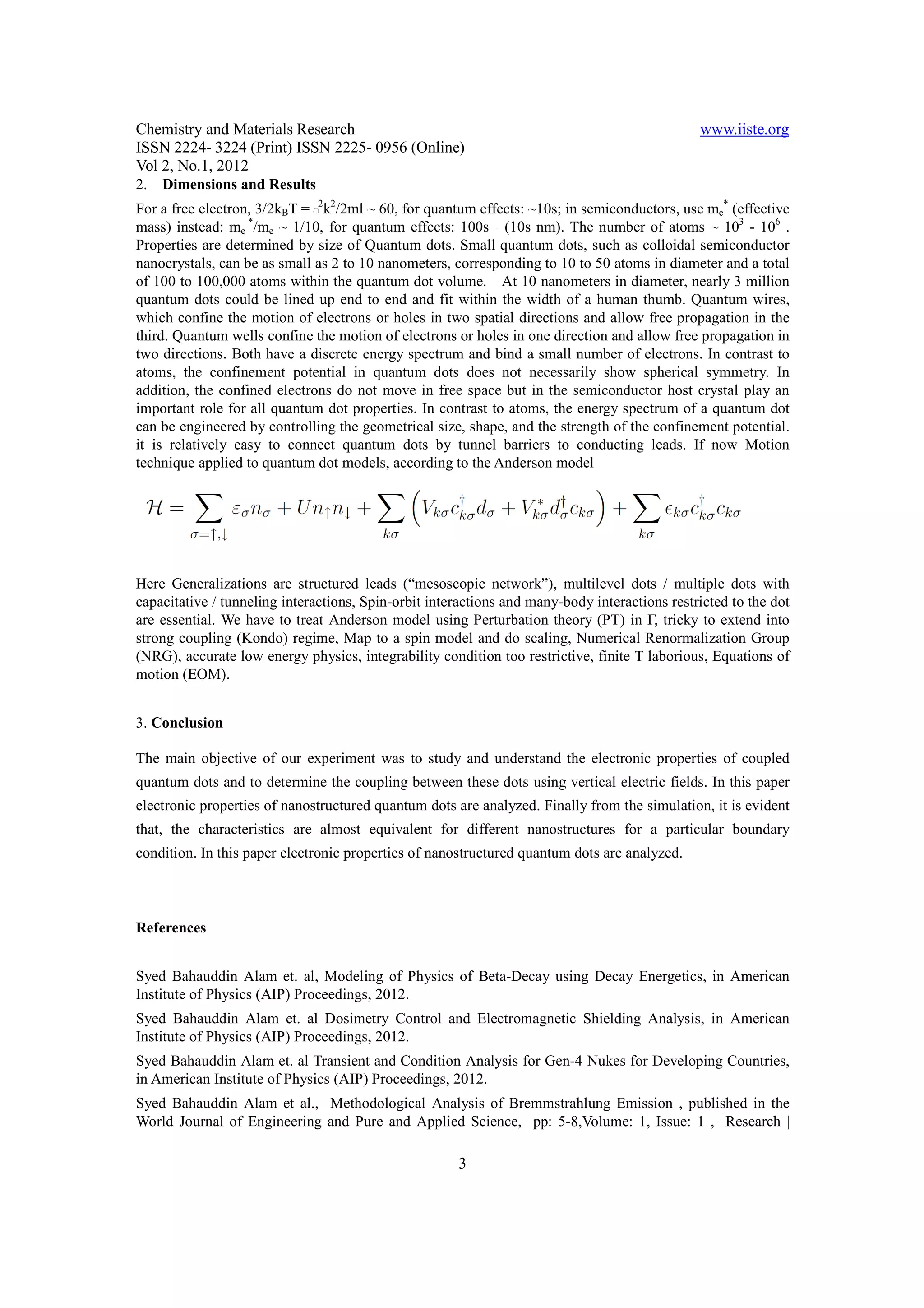 Electronic properties of nanostructured quantum dots | PDF