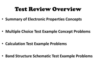 MSEASUSlides: MSE Test Solving Strategies: Electronic Properties | PPTX