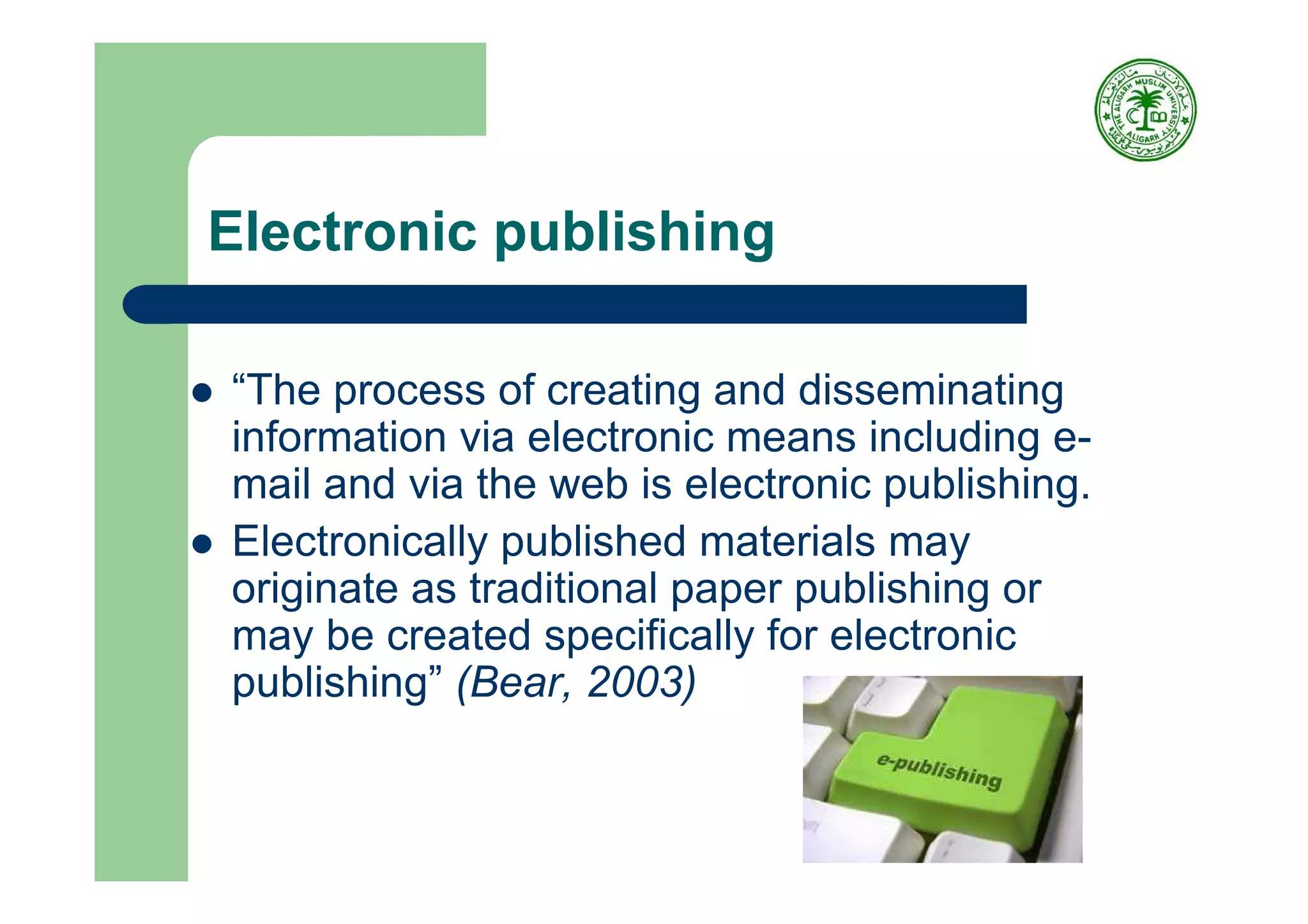 Electronic publishing at calicut medical college, kerala | PDF
