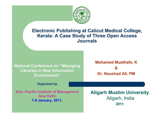 Electronic publishing at calicut medical college, kerala | PDF