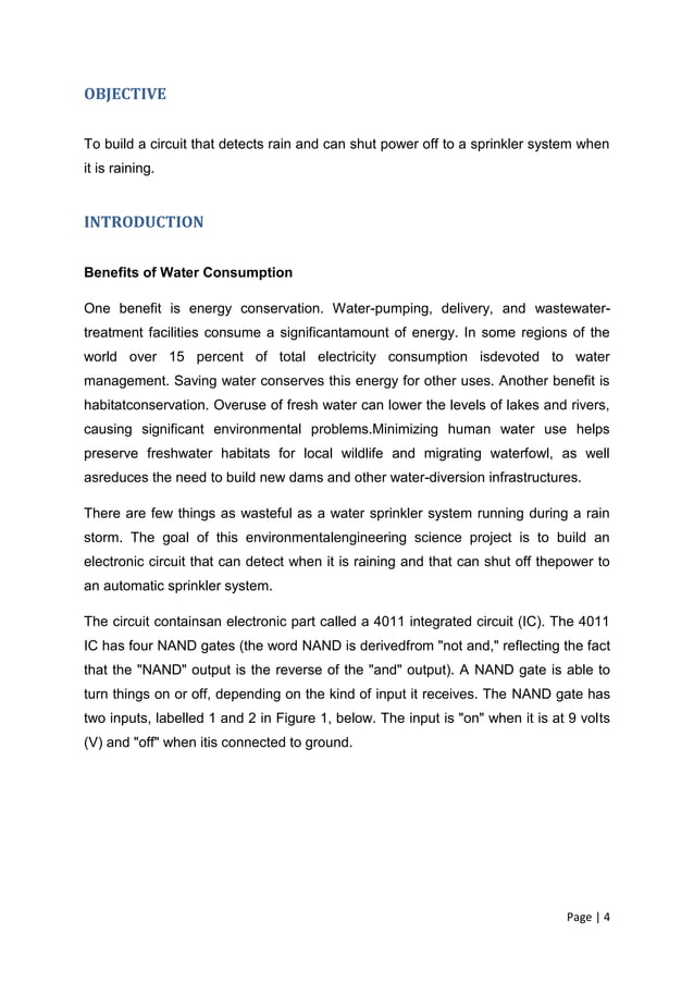 Electronic rain detector system to conserve water | DOCX