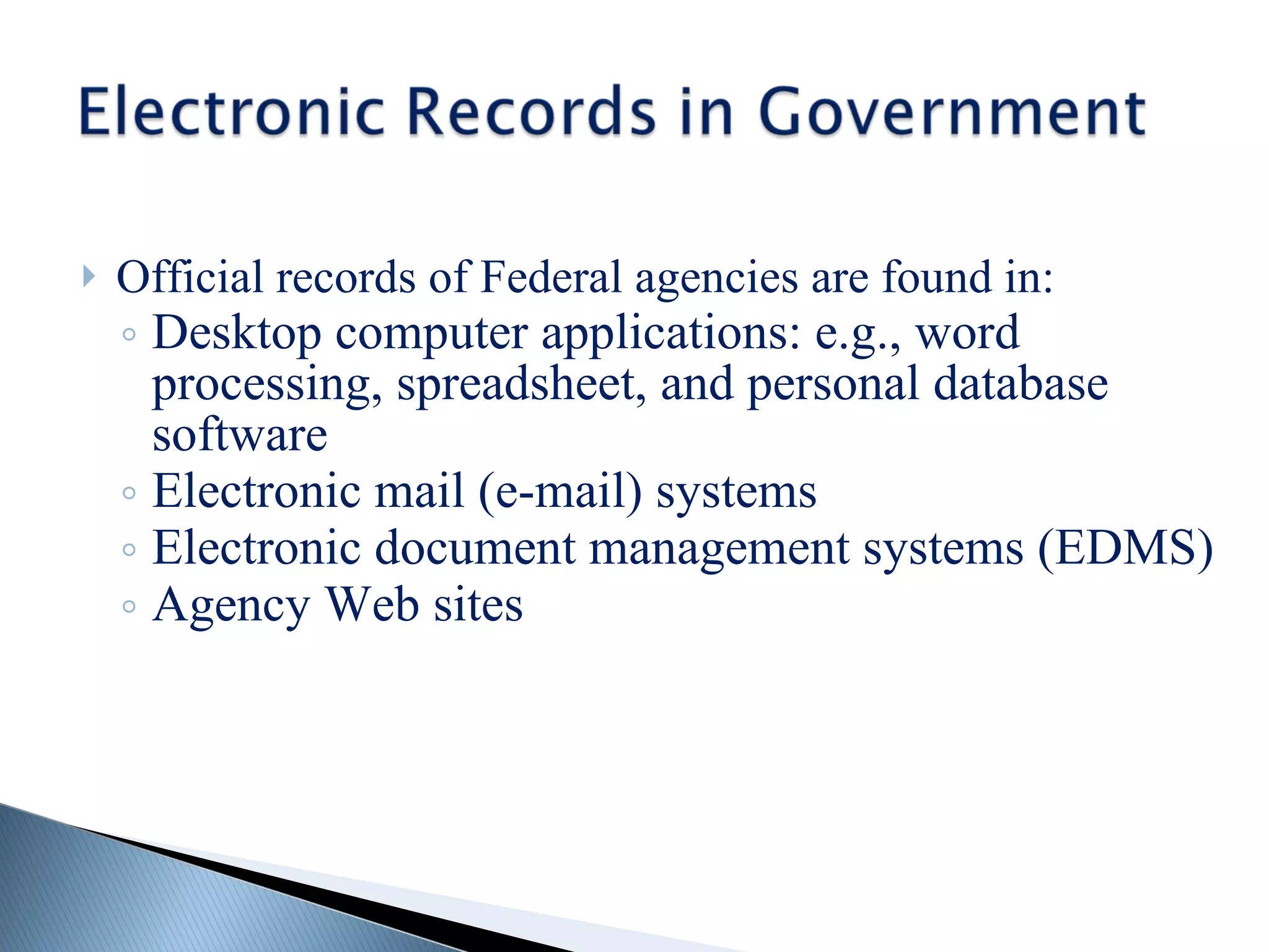 Electronic Records Management An Overview | PPT