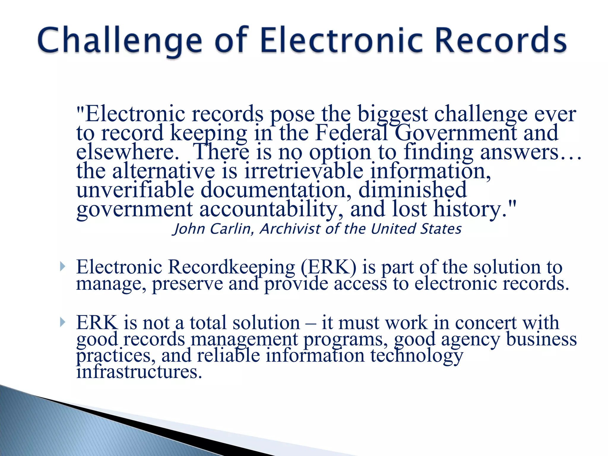 Electronic Records Management An Overview | PPT
