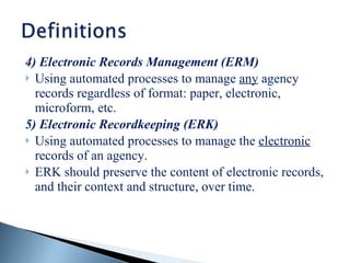 Electronic Records Management An Overview | PPT
