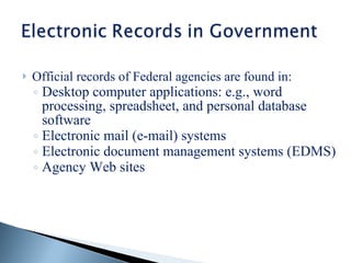 Electronic Records Management An Overview | PPT