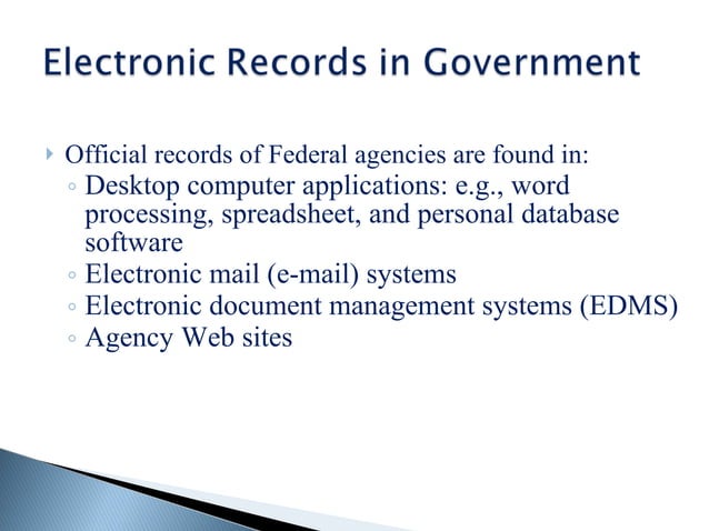 Electronic Records Management An Overview | PPT