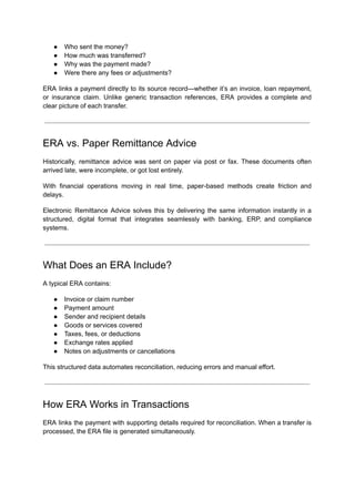 Electronic Remittance Advice (ERA) in Cross-Border Payments | PDF