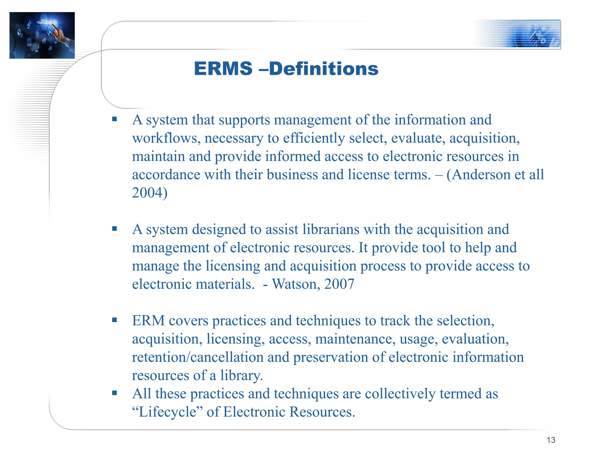 Electronic resource management system (ERM) | PDF
