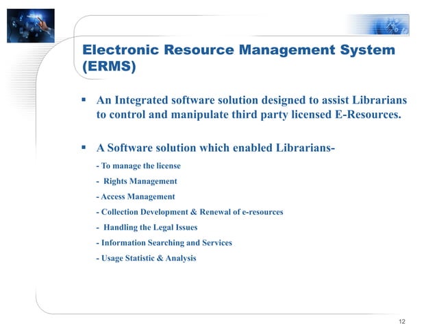 Electronic resource management system (ERM) | PDF