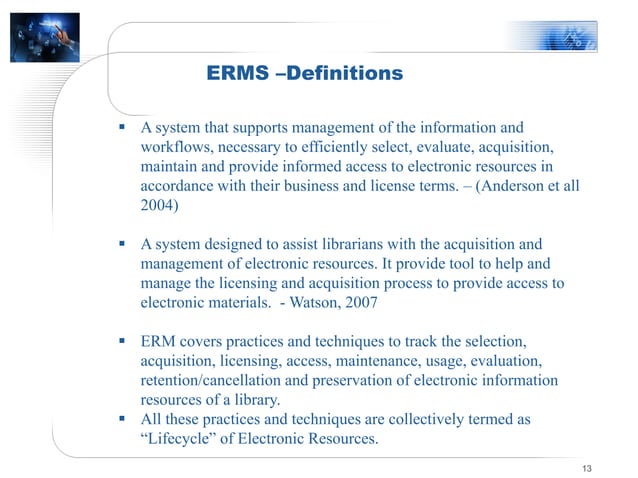 Electronic resource management system (ERM) | PDF