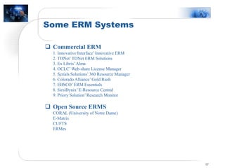 Electronic resource management system (ERM) | PDF