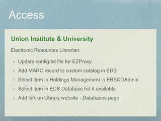 Electronic Resources Workflows: Three Approaches | PPTX