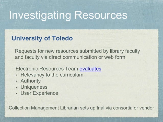Electronic Resources Workflows: Three Approaches | PPTX