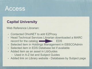 Electronic Resources Workflows: Three Approaches | PPTX