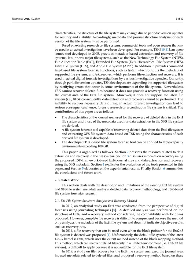 Ext4 and XFS File System Forensic Framework Based on TSK | PDF