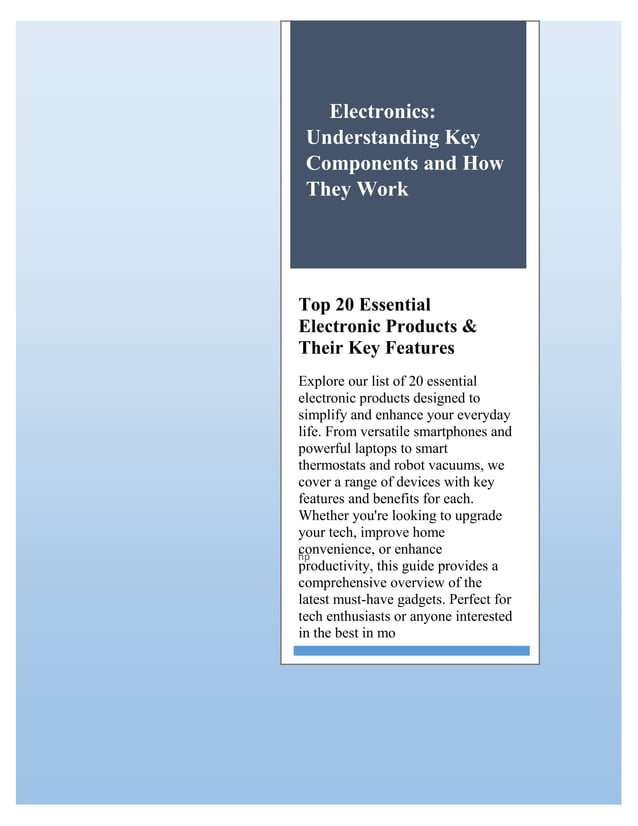 Top 20 Essential Electronic Products & Their Key Features | PDF