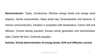 Electronics Device - EC25C01 - Semiconductor: Types, Conductivity, | PPTX