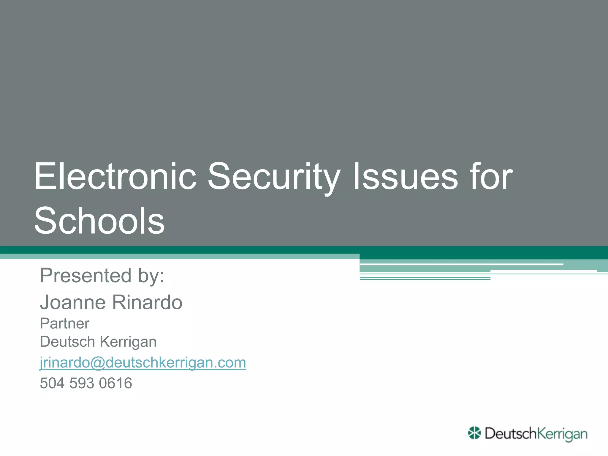 Electronic Security Issues for Schools | PPT