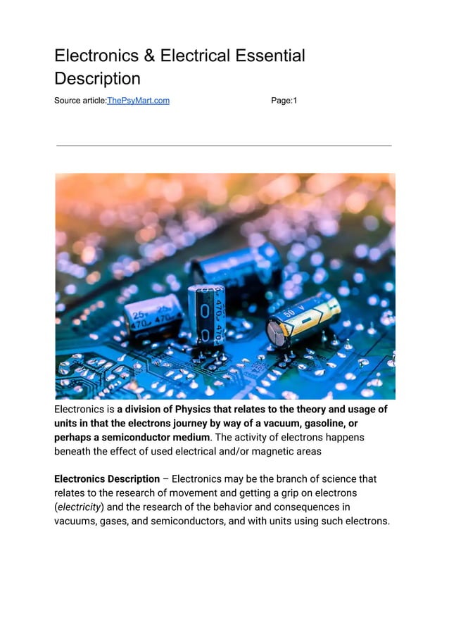 Electronics & Electrical Essential Description | PDF | Consumer Electronics | Technology & Computing