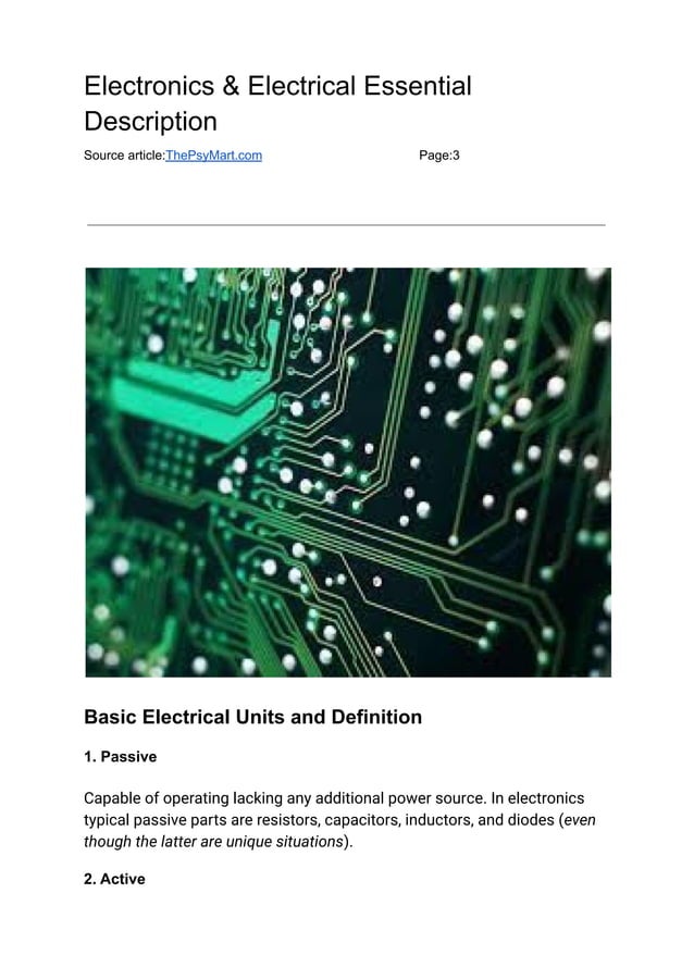 Electronics & Electrical Essential Description | PDF | Consumer Electronics | Technology & Computing