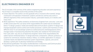 Electronics engineering CDR Sample | PDF