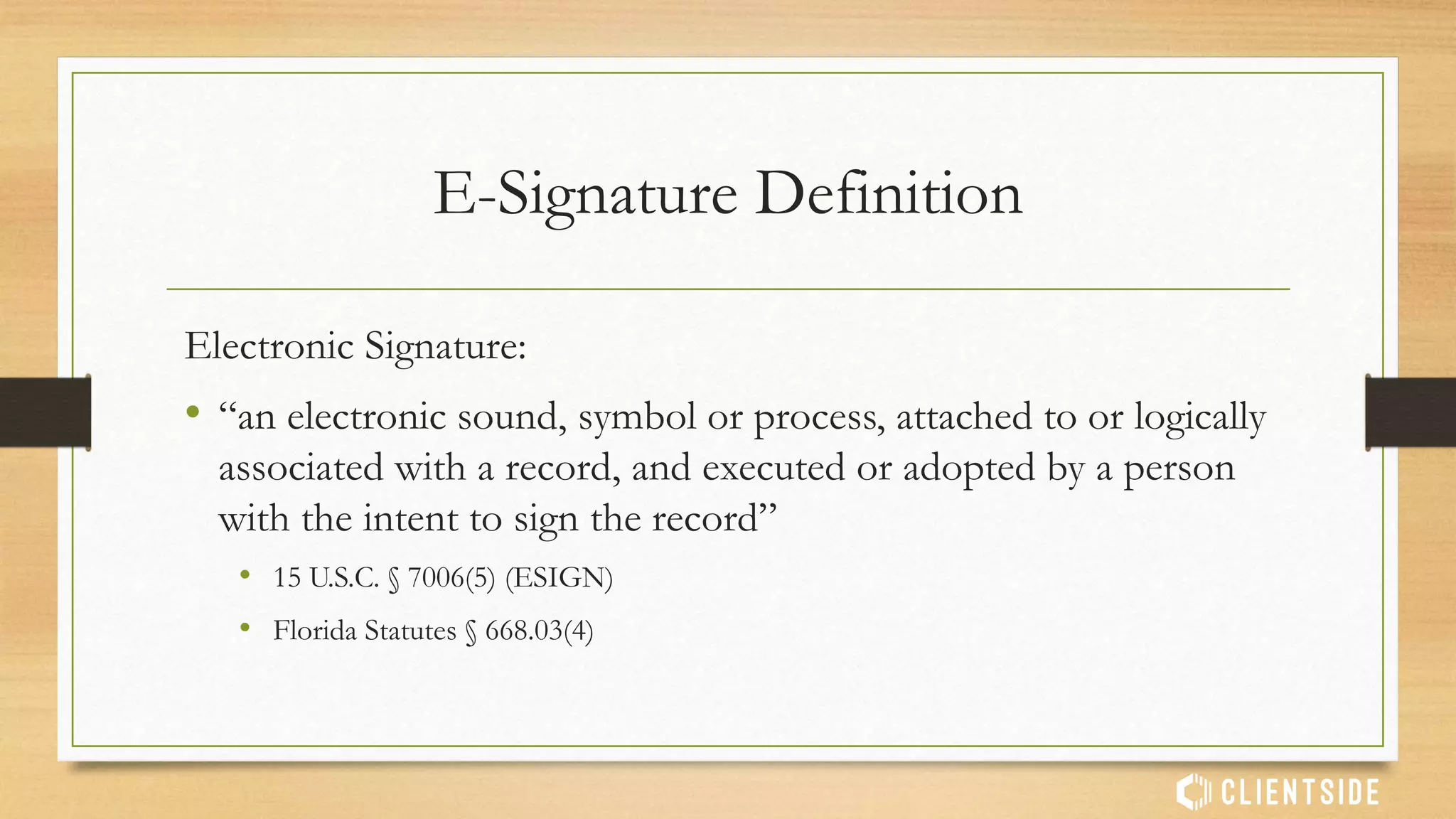 Navigating Electronic Signature Law In Florida | PPTX