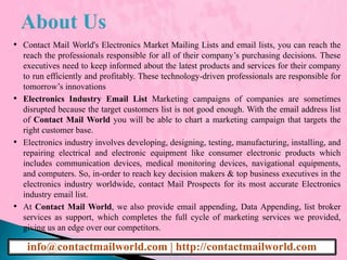 Electronics industry email list | PPTX
