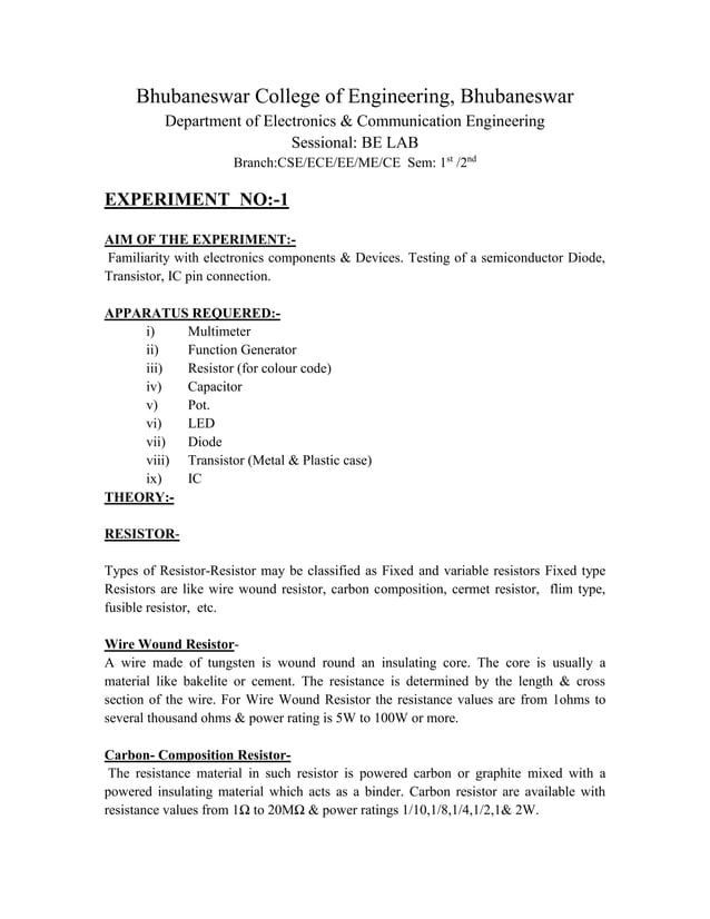 electronics lab.doc | Consumer Electronics | Technology & Computing