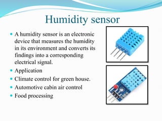 Presentation on type of sensor in electronics | PPTX