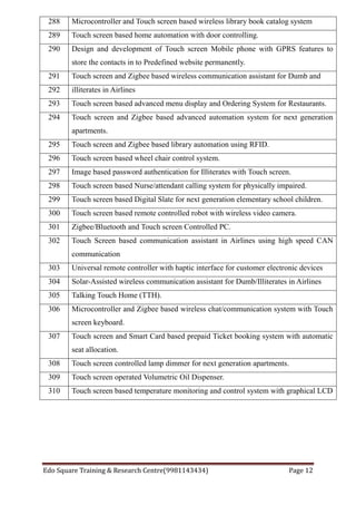 Final Year Minor Major Project List | PDF