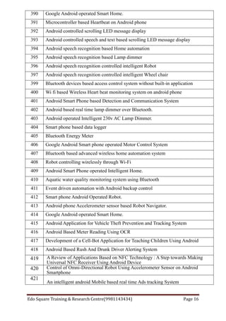 Final Year Minor Major Project List | PDF
