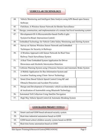 Final Year Minor Major Project List | PDF