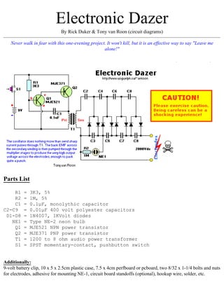 Electronics schematic circuits for the hobbyist | PDF