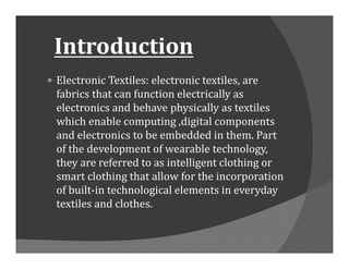 Electronic textiles | PDF