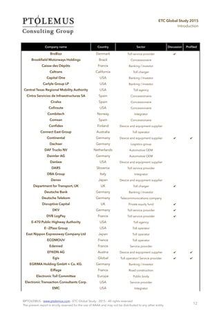 Electronic toll collection global study table of contents | PDF ...