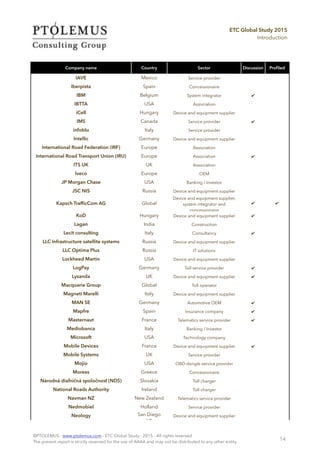 Electronic toll collection global study table of contents | PDF ...