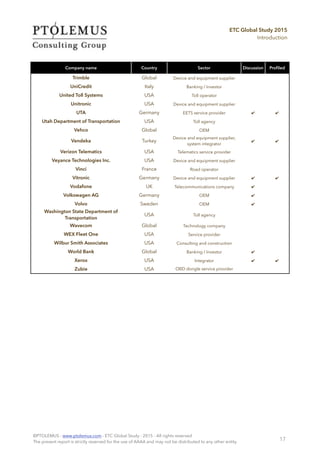 Electronic toll collection global study table of contents | PDF ...