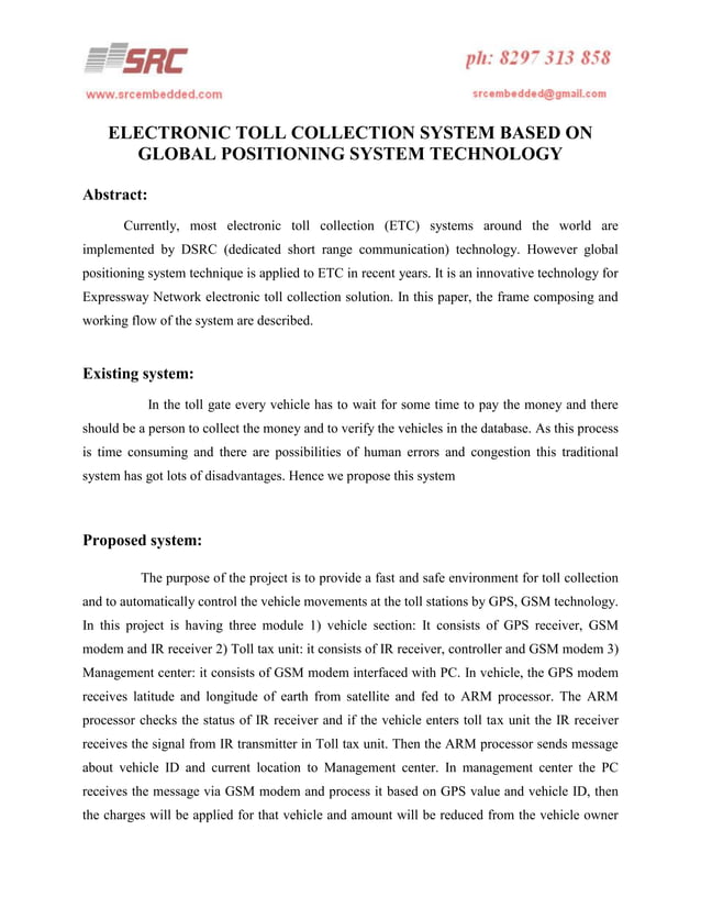 Electronic toll collection system based on global positioning system ...