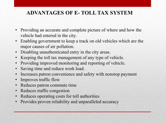 Electronic toll system | PPTX